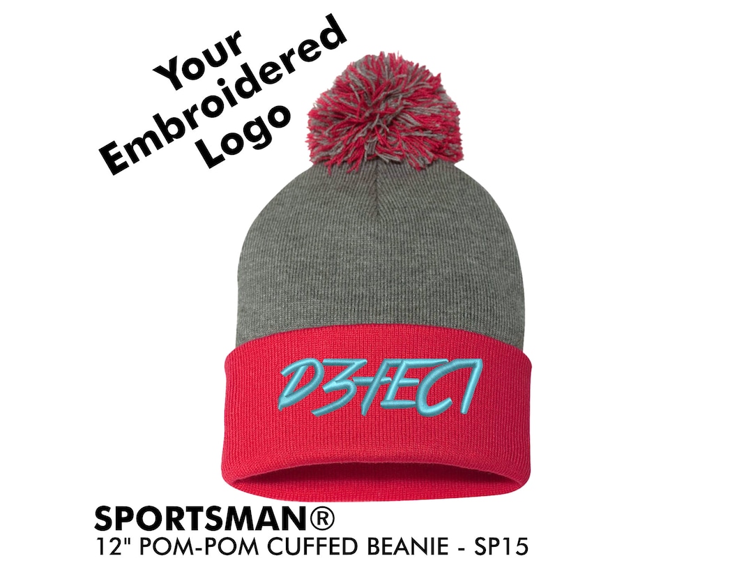 Custom Logo Text Embroidery Design Your Own Pom Pom Beanies/toques - Etsy