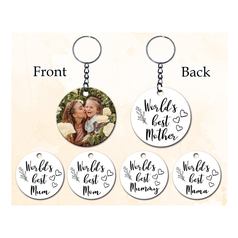 PERSONALISED Photo Round Key Ring, World's Best Mum / Mummy / Mom ...