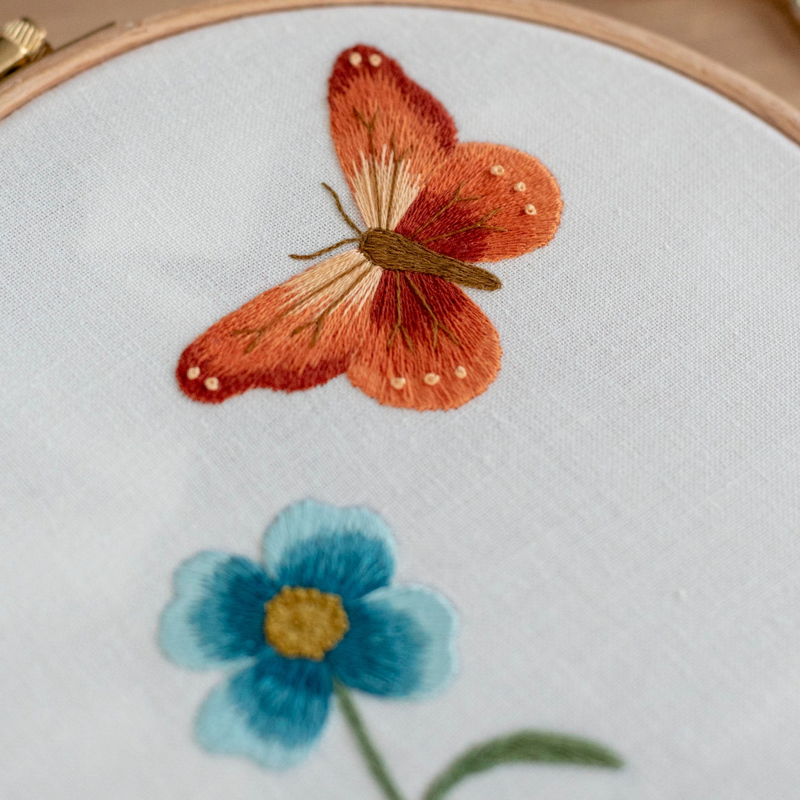 Butterfly & Flower Hand Embroidery Pattern With Instructions | Etsy