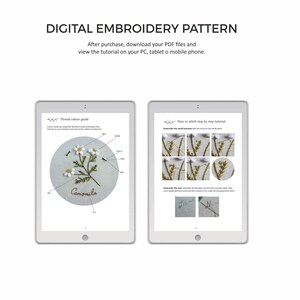 Chamomile Hand Embroidery Pattern, Botanical Design DIY Hoop Art, Wild ...