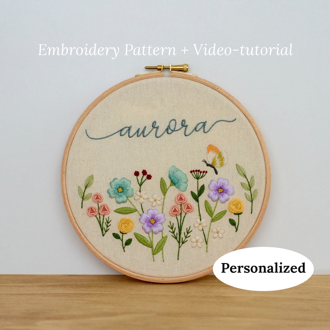 Personalized Name Floral Embroidery Pattern: Nursery Decor (PDF Pattern ...
