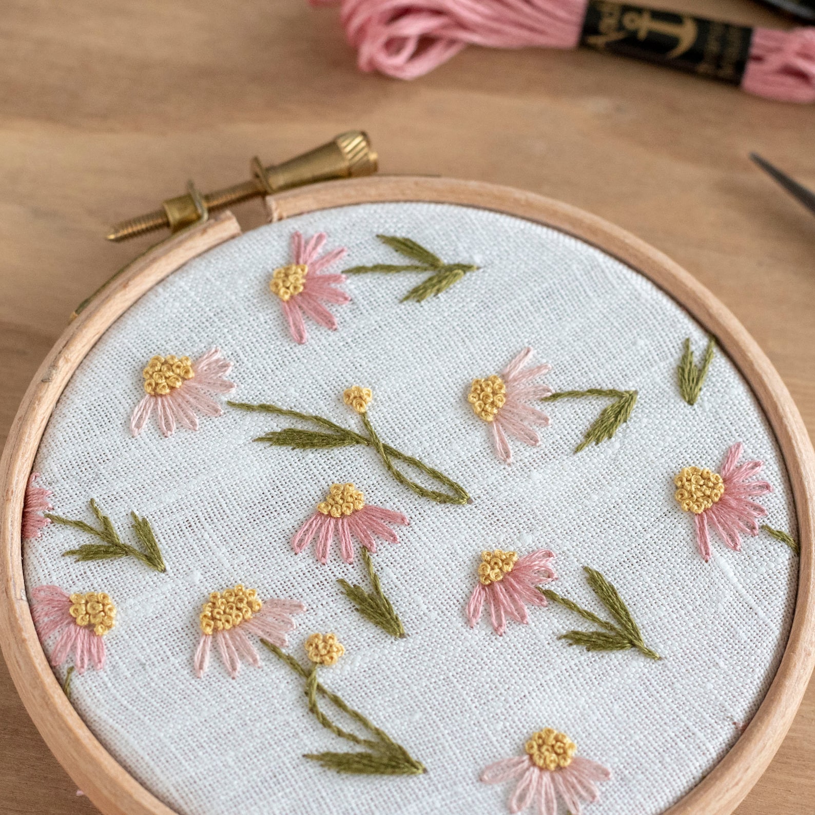 Daisies Print Embroidery Pattern Video Tutorial Begginer - Etsy