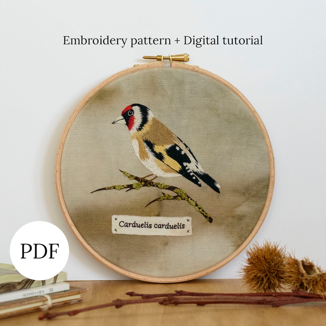 Goldfinch Hand Embroidery Pattern Tutorial, Bird Needlepainting Hoop ...