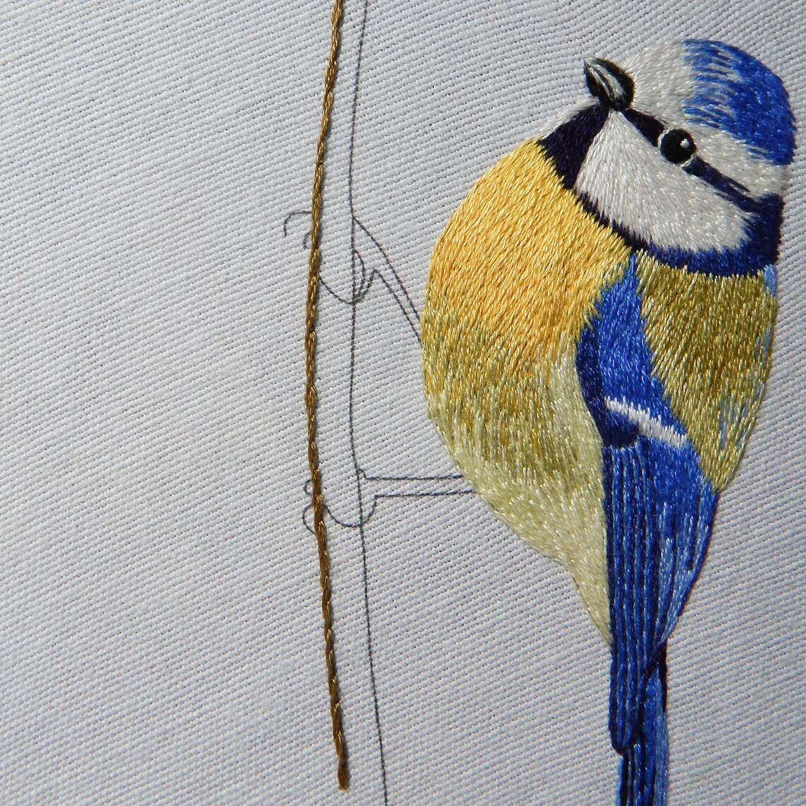 Blue Tit Hand Embroidery Pattern, Bird Needlepainting Tutorial, Flower ...