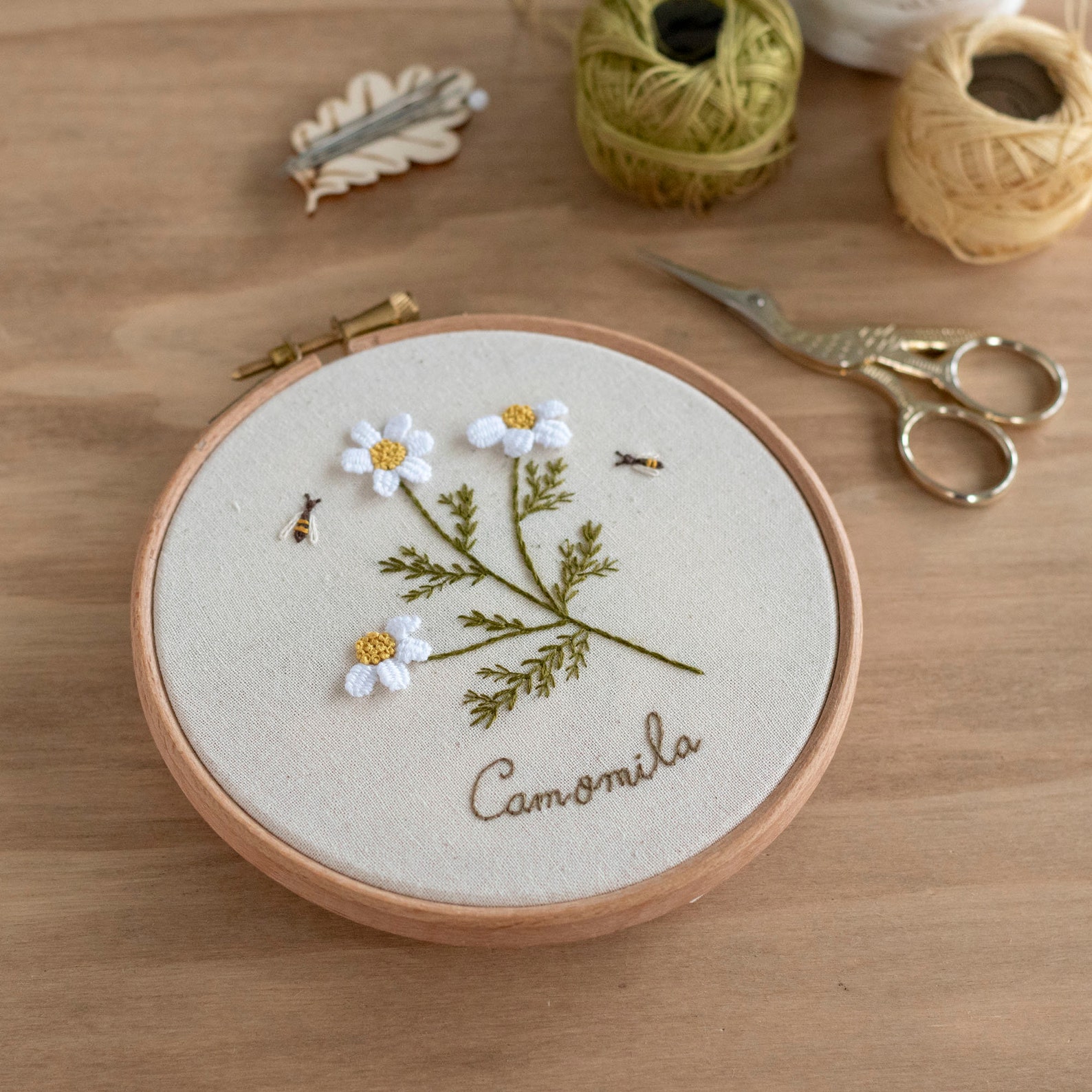 Chamomile Hand Embroidery Pattern, Botanical Design DIY Hoop Art, Wild ...