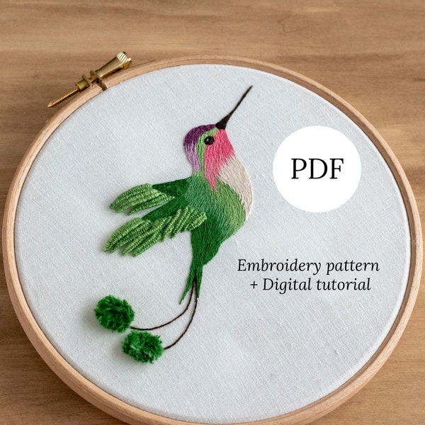 Hummingbird Embroidery Design - Etsy