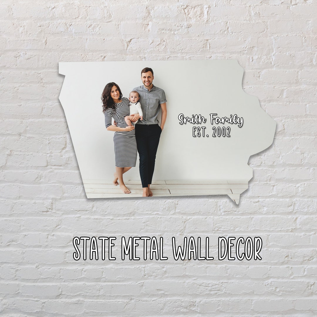 IOWA State Metal Wall Decor, Personalized Metal Photo Print, Custom ...