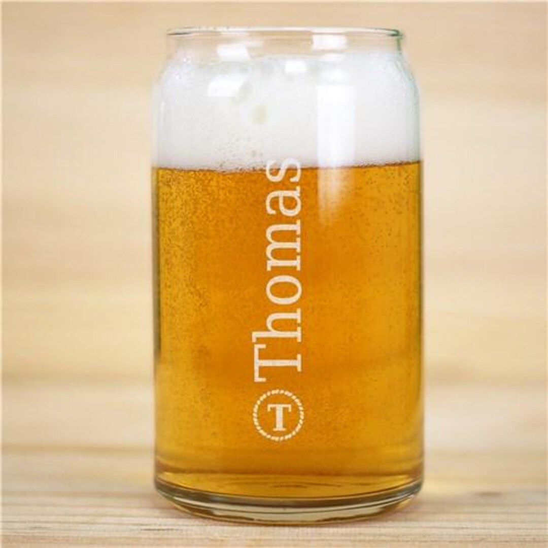 Personalized Beer Can Glass - Engraved Initial With Circle Design, 16 ...