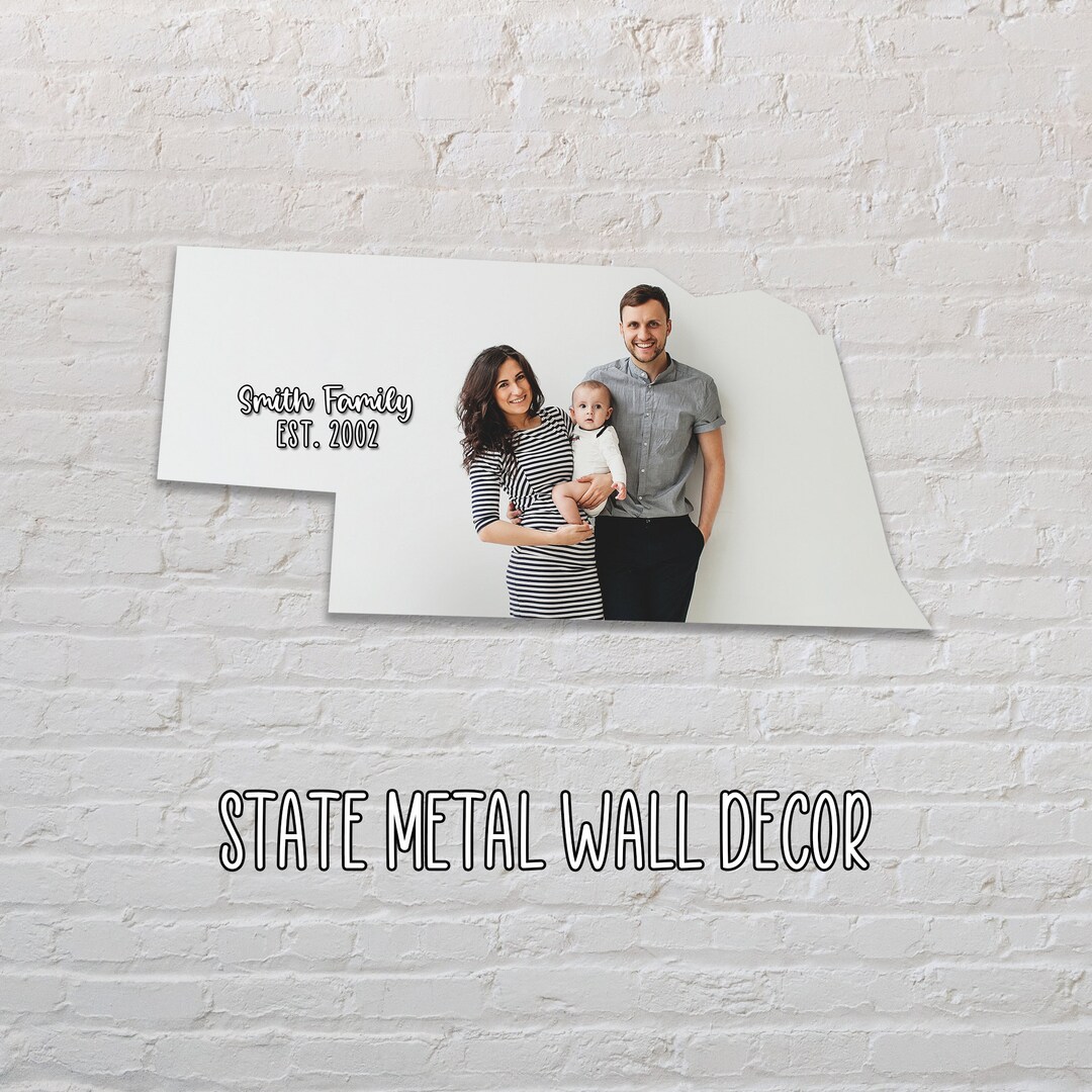NEBRASKA State Metal Wall Decor, Personalized Metal Photo Print, Custom ...