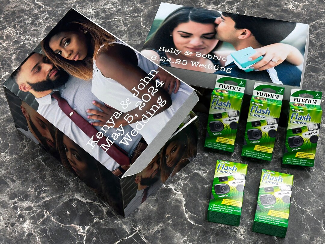 Wedding Custom Disposable Cameras Box Set + Development / Scanning ...