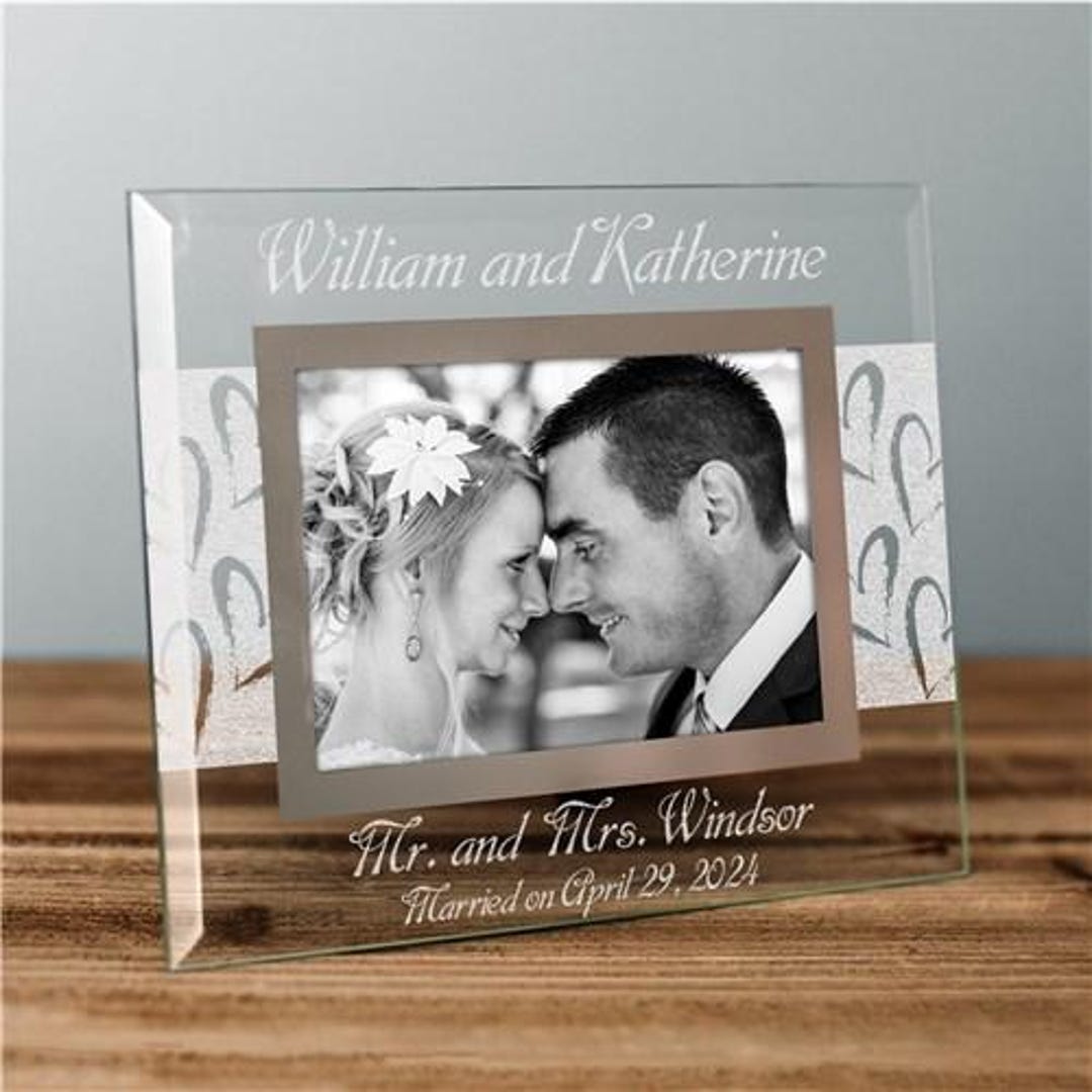 Personalized Couples Wedding Picture Frame | Custom Engraved Glass ...