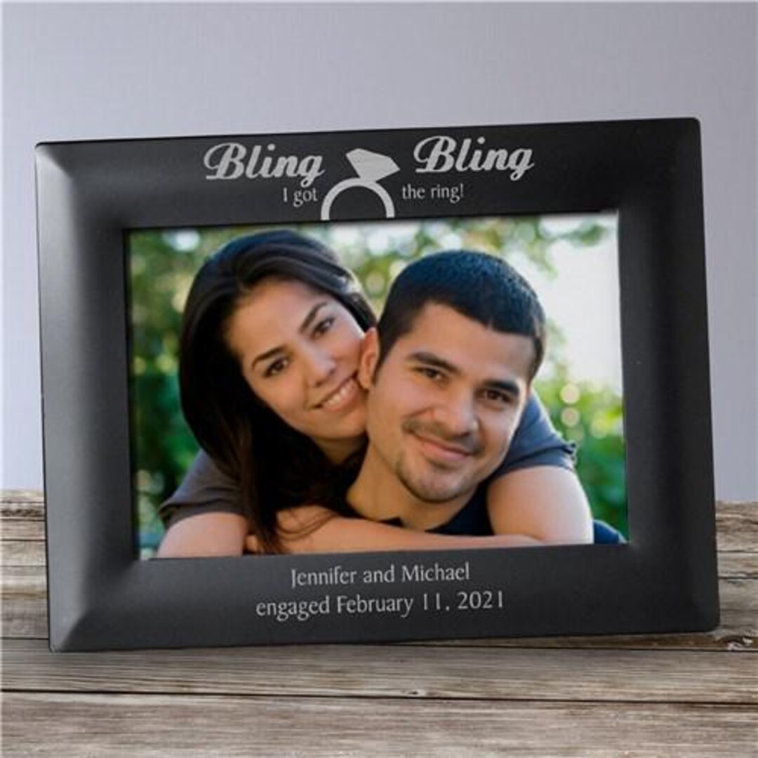 Engraved Engagement Frame - Personalized 4x6 Wedding Photo Frame ...