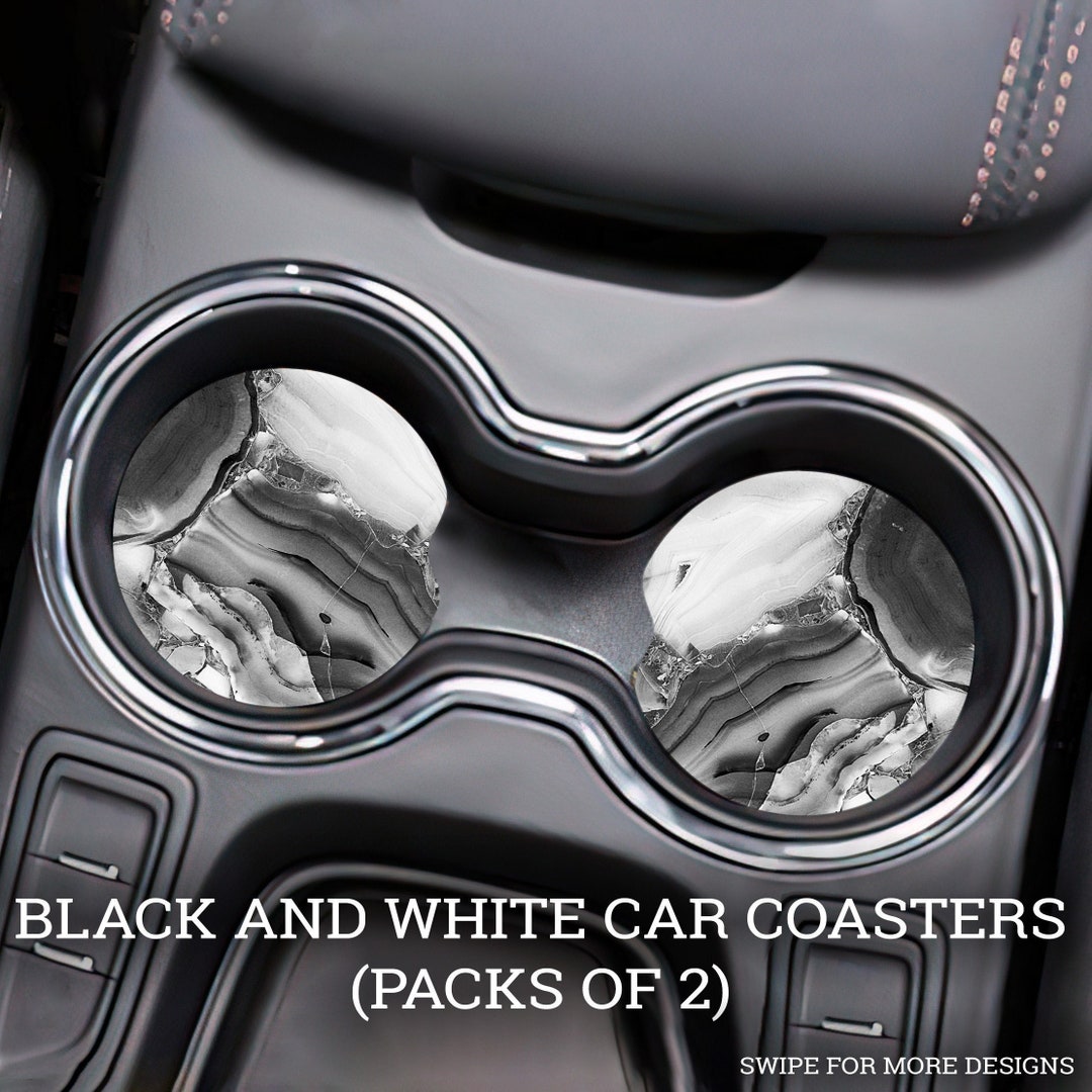 Car Coasters | Ceramic Coaster | 2 Pack Car Coasters | Black and White ...