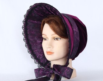 PURPLE and BLACK Victorian Bonnet, Victorian Cape ,spoon Bonnet ...