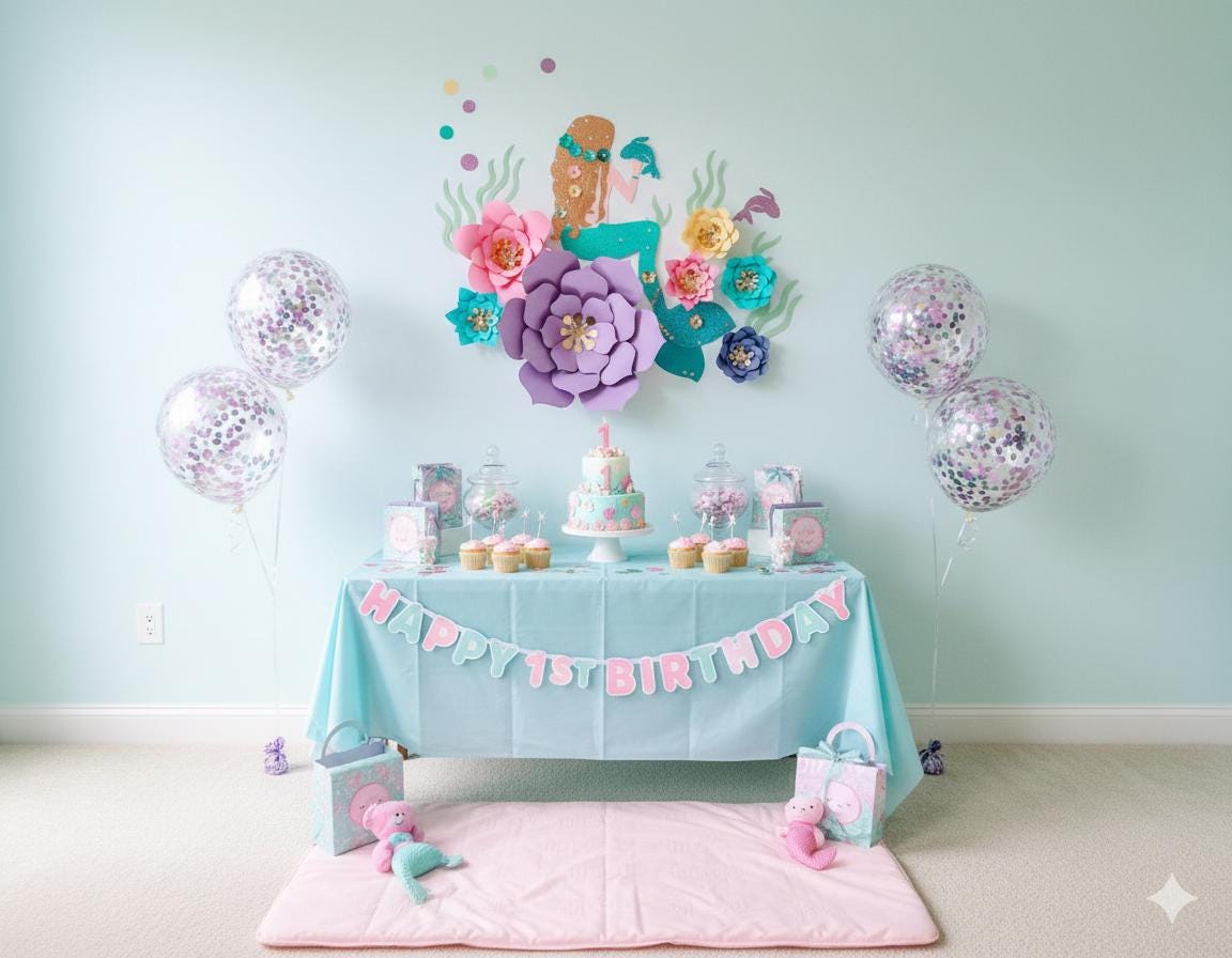 Mermaid Set Flowers Paper Flowers Mermaid Decor Mermaid Theme Party ...