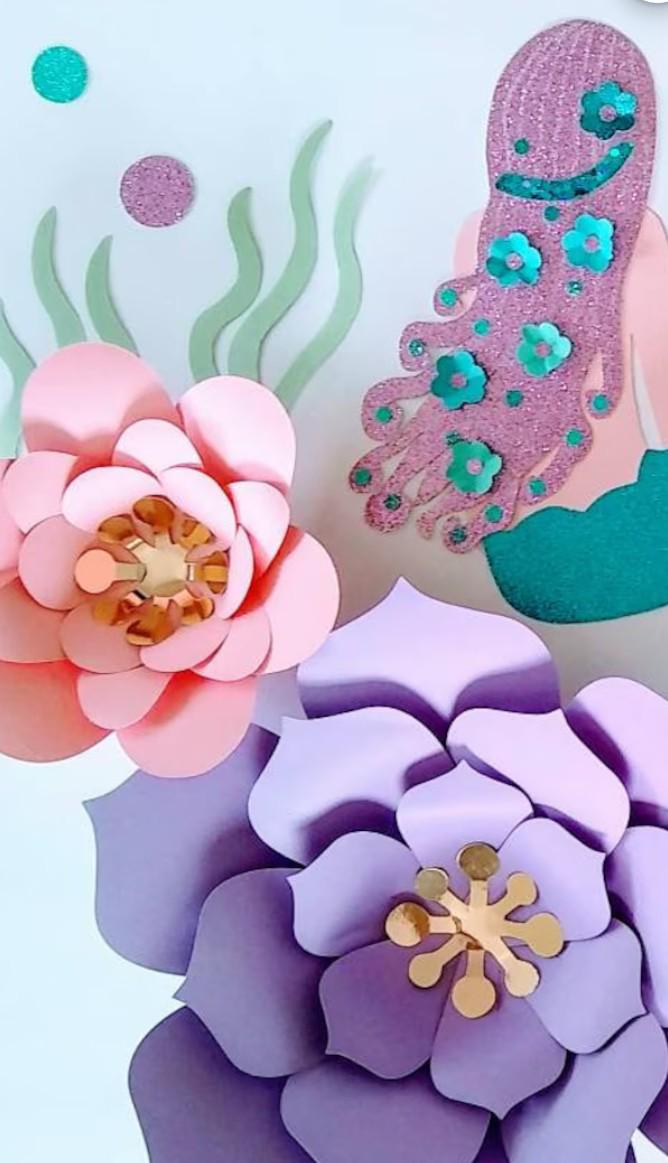 Mermaid Set Flowers Paper Flowers Mermaid Decor Mermaid Theme Party ...
