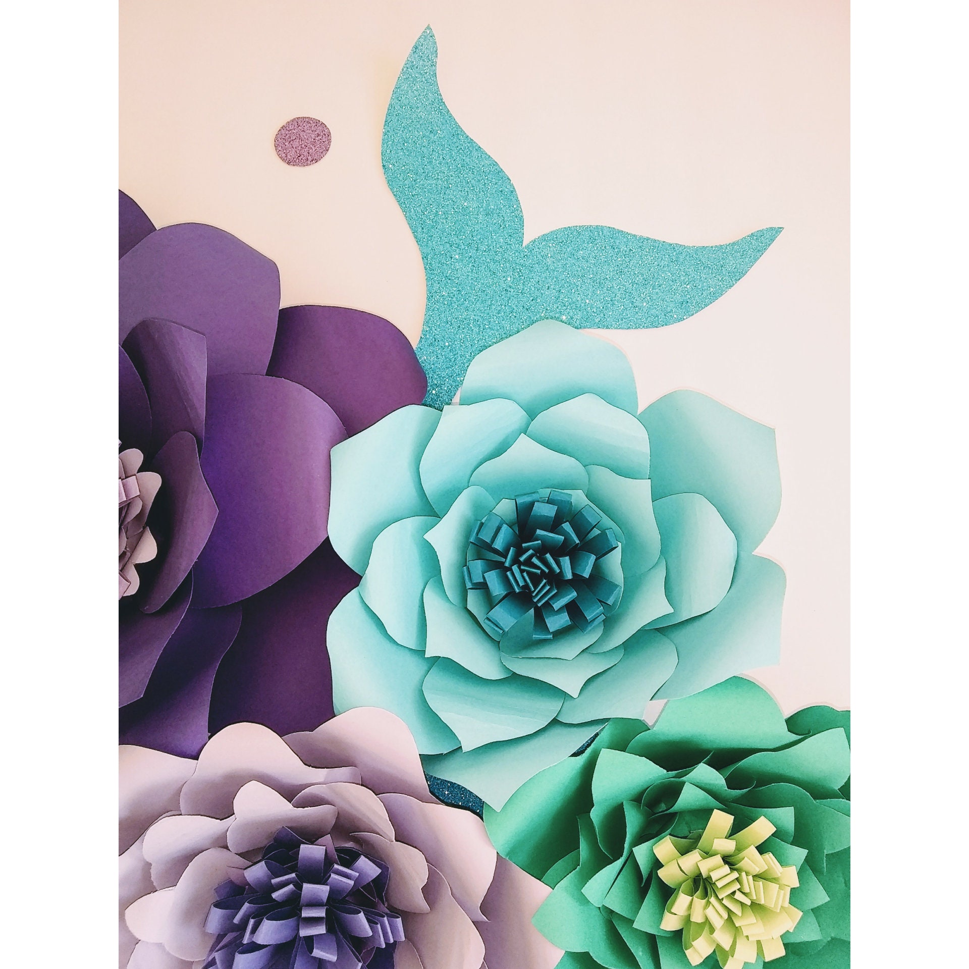 Mermaid Set Flowers Large Paper Flowers Little Mermaid Decor - Etsy