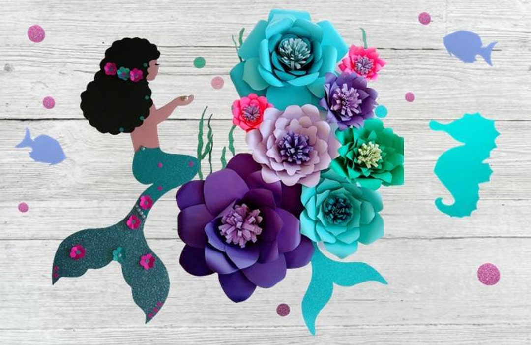 Mermaid Flowers Large Paper Flowers Little Mermaid Decor Mermaid Theme ...