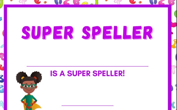 Super Speller Certificate Pack | Etsy