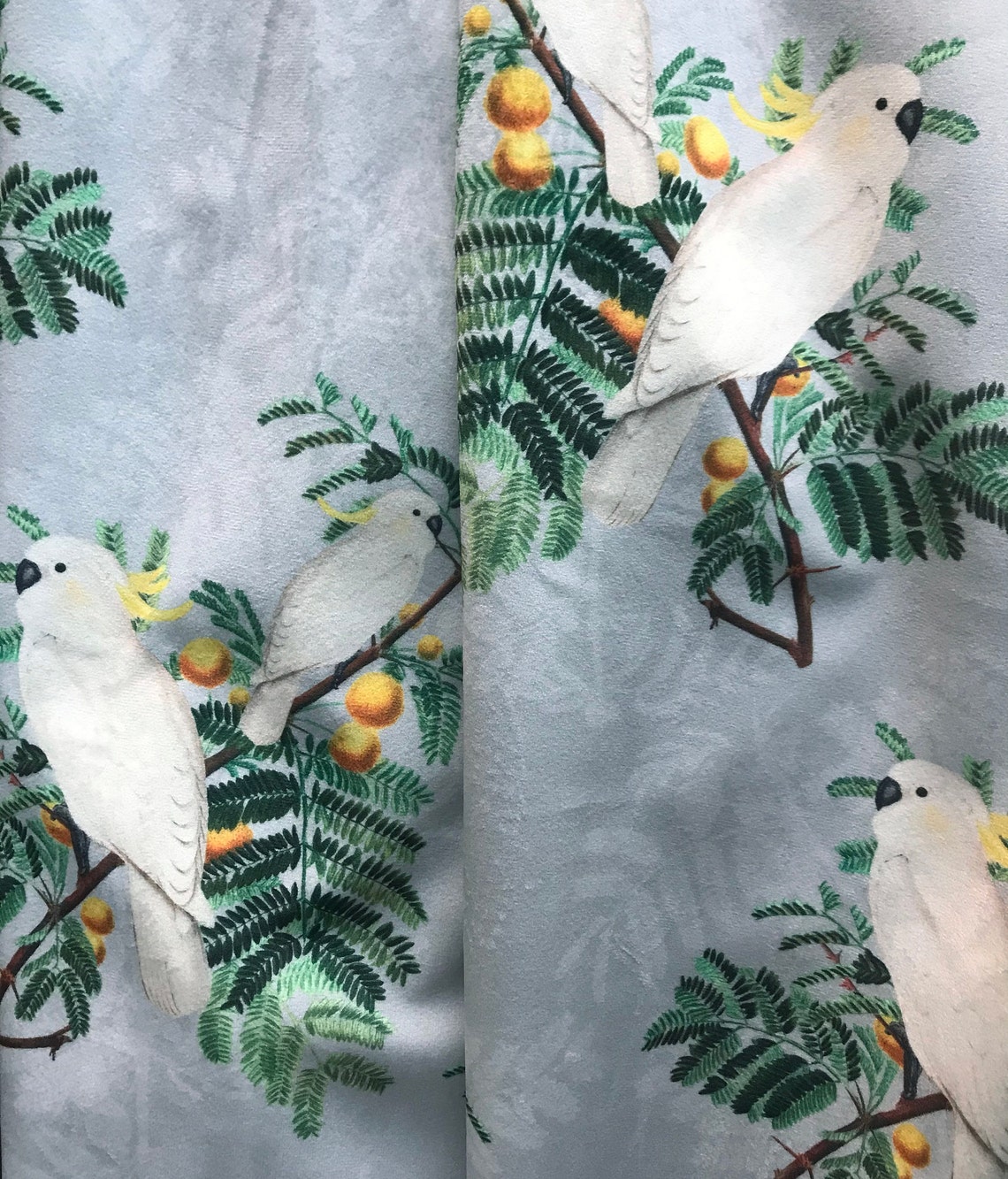 SAMPLE Cockatoo Parrot Upholstery Home Decor Soft Furnishings Fabric ...