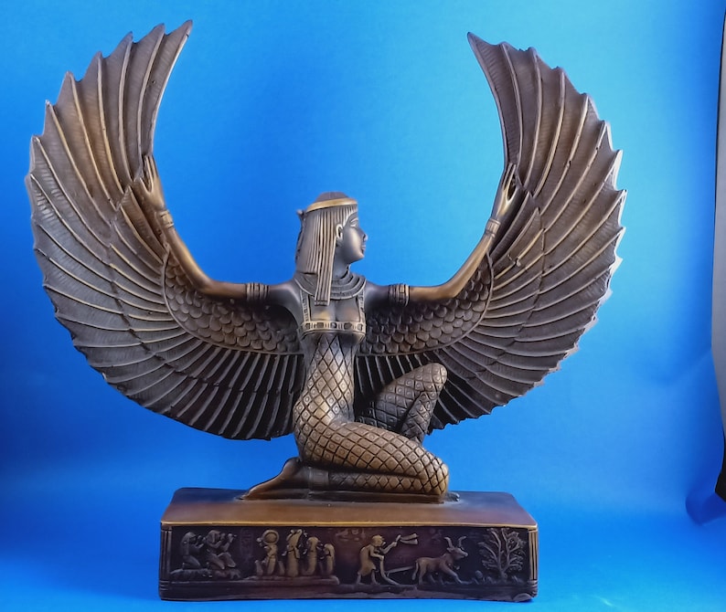 Egyptian Goddess Isis Open Wings large statue made in egypt. | Etsy