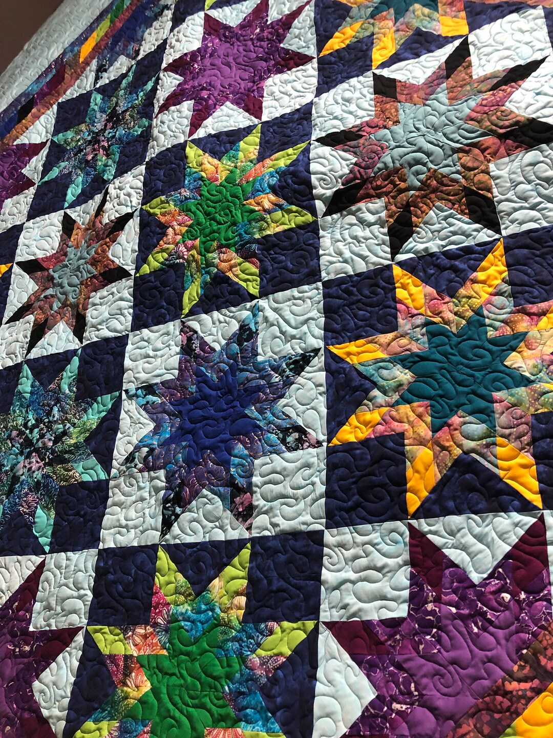 Batik Stars Quilt 95 X 109 - Etsy