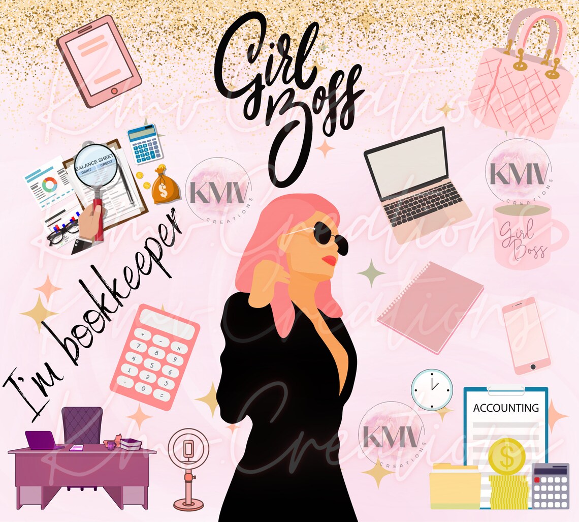 Bookkeeper Png / Girl Boss Png / 20oz Tumbler Wrap/ I Love Bookkeeping ...