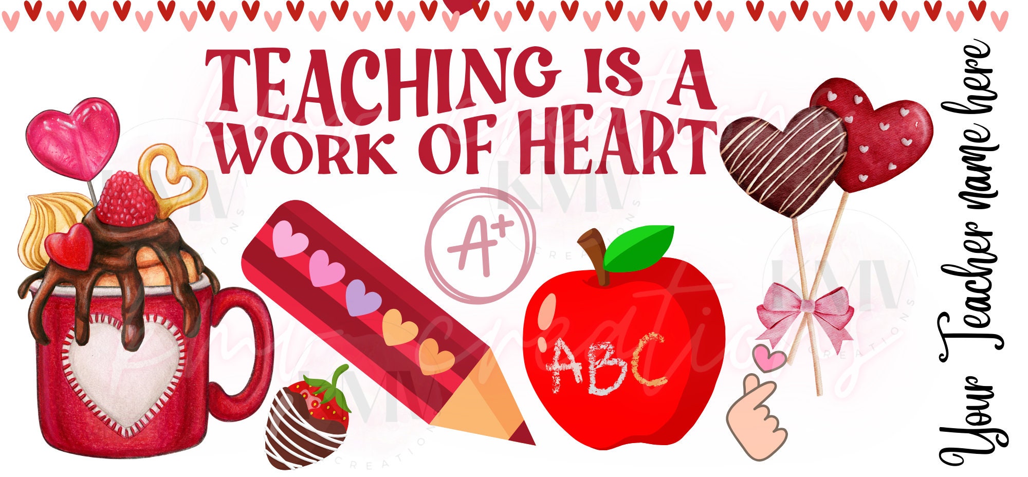 Teacher Appreciation Valentines Png / 16oz Sublimation Png / Teacher ...