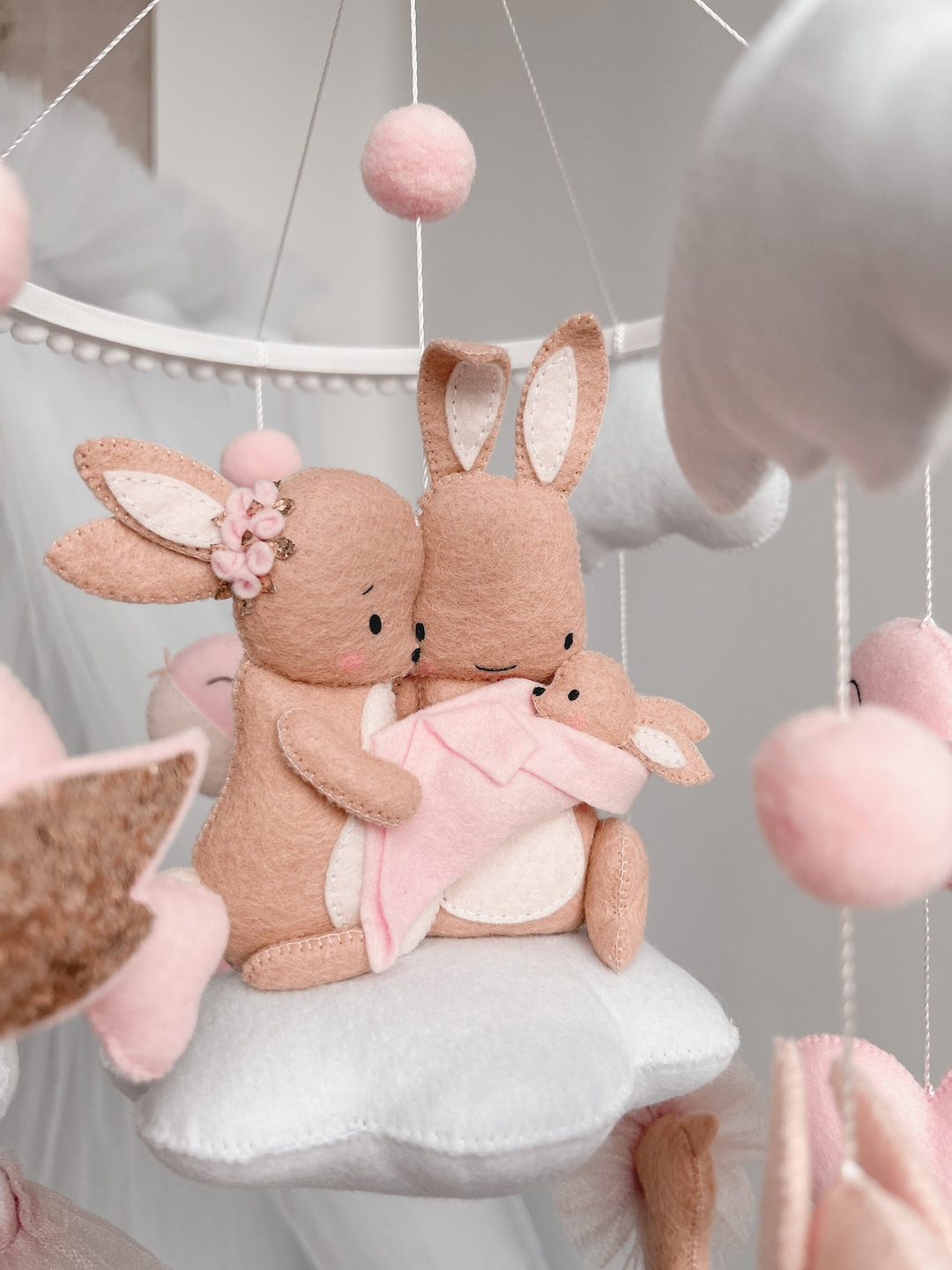 Baby Girl Nursery Decor, Hanging Crib Mobile for Baby, Nursery Mobile ...