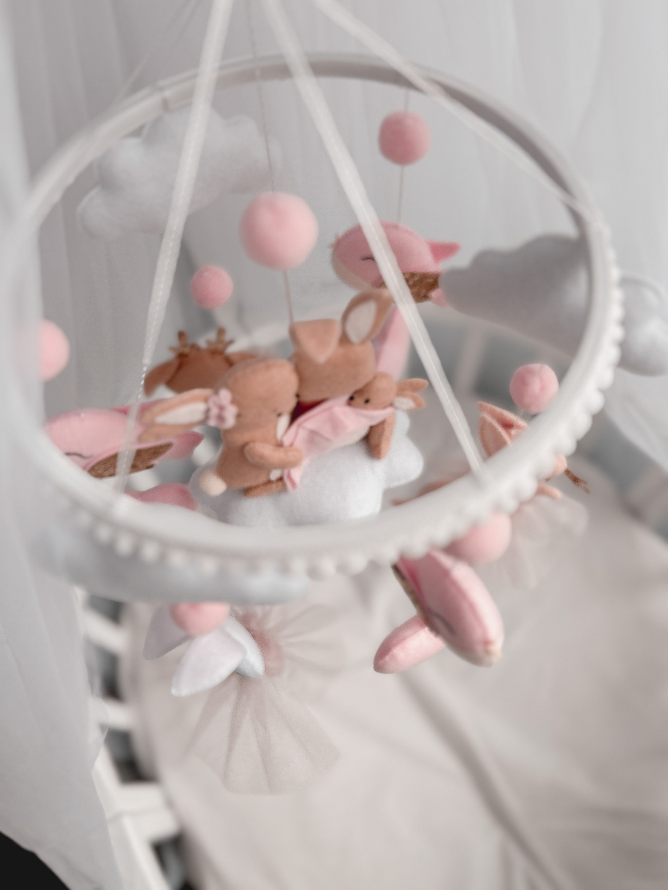 Baby Girl Nursery Decor, Hanging Crib Mobile for Baby, Nursery Mobile ...