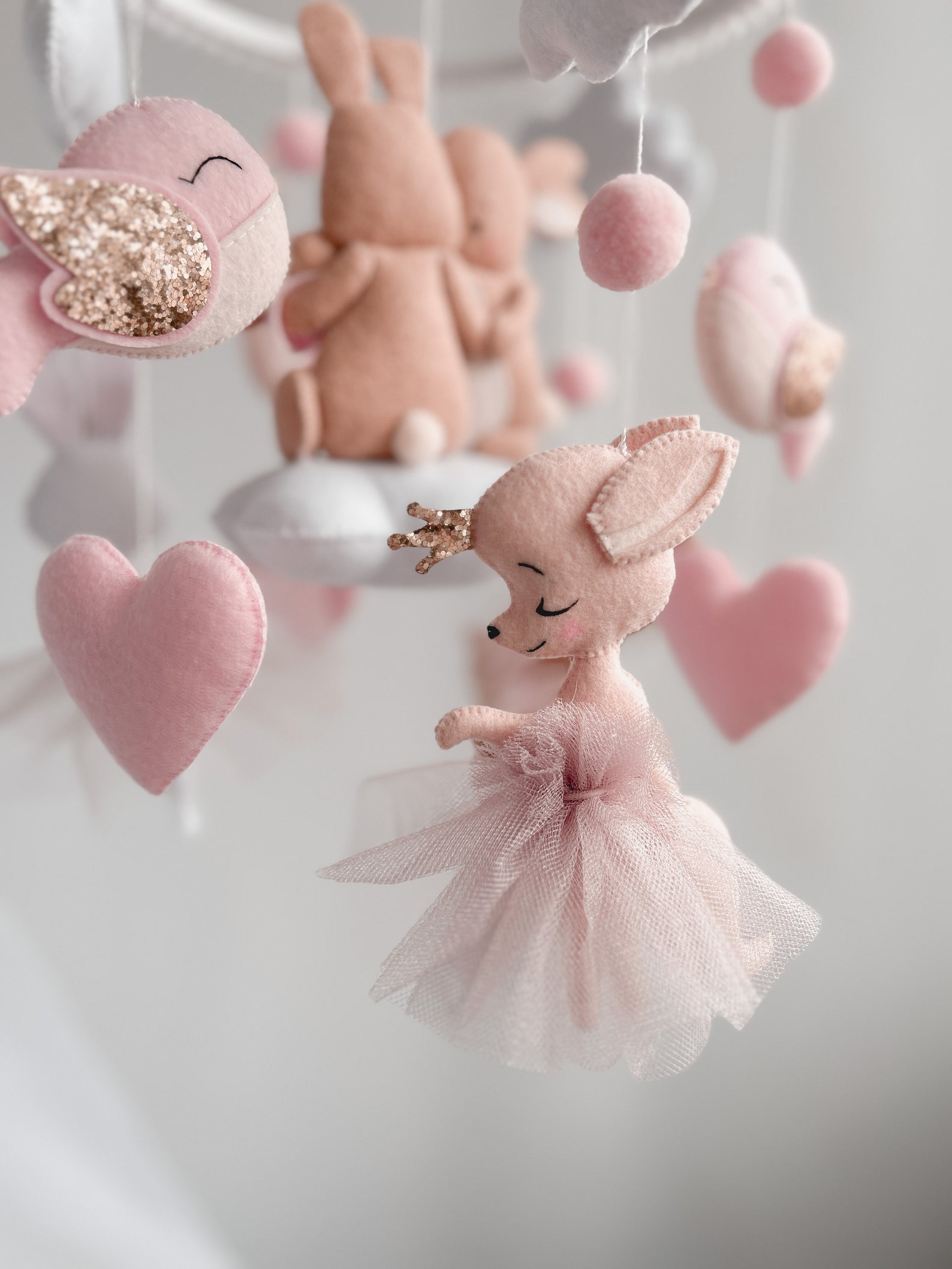 Baby Girl Nursery Decor, Hanging Crib Mobile for Baby, Nursery Mobile ...