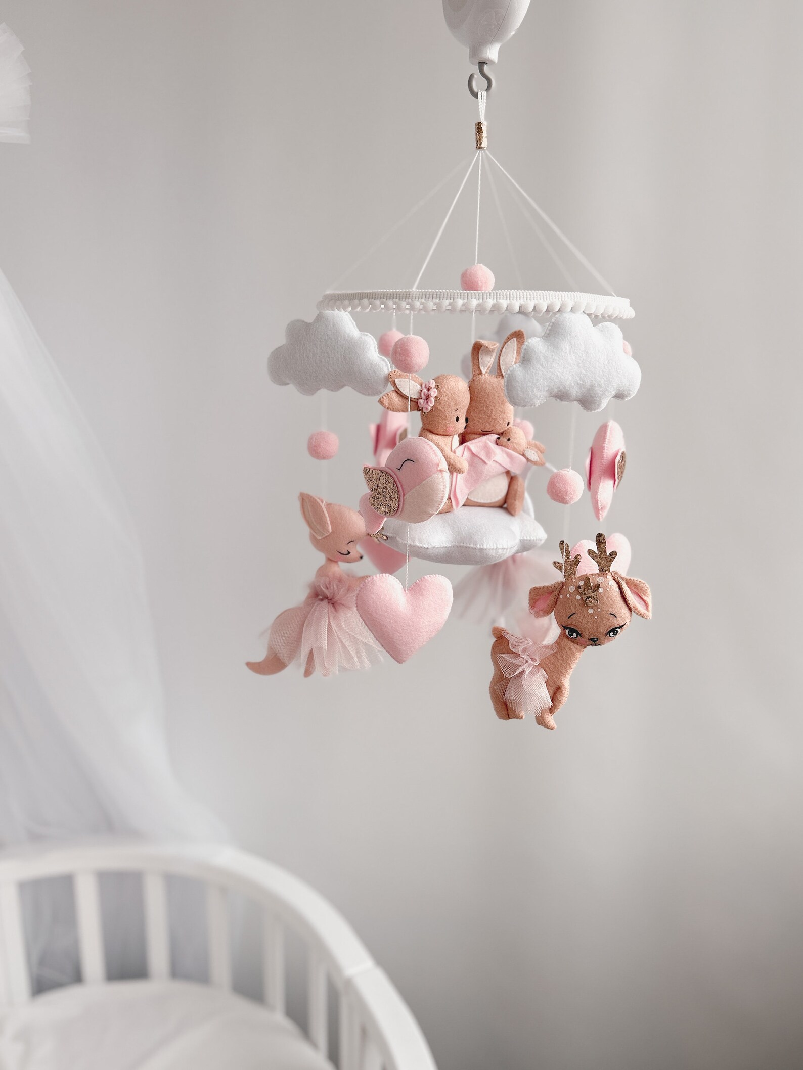 Baby Girl Nursery Decor, Hanging Crib Mobile for Baby, Nursery Mobile ...