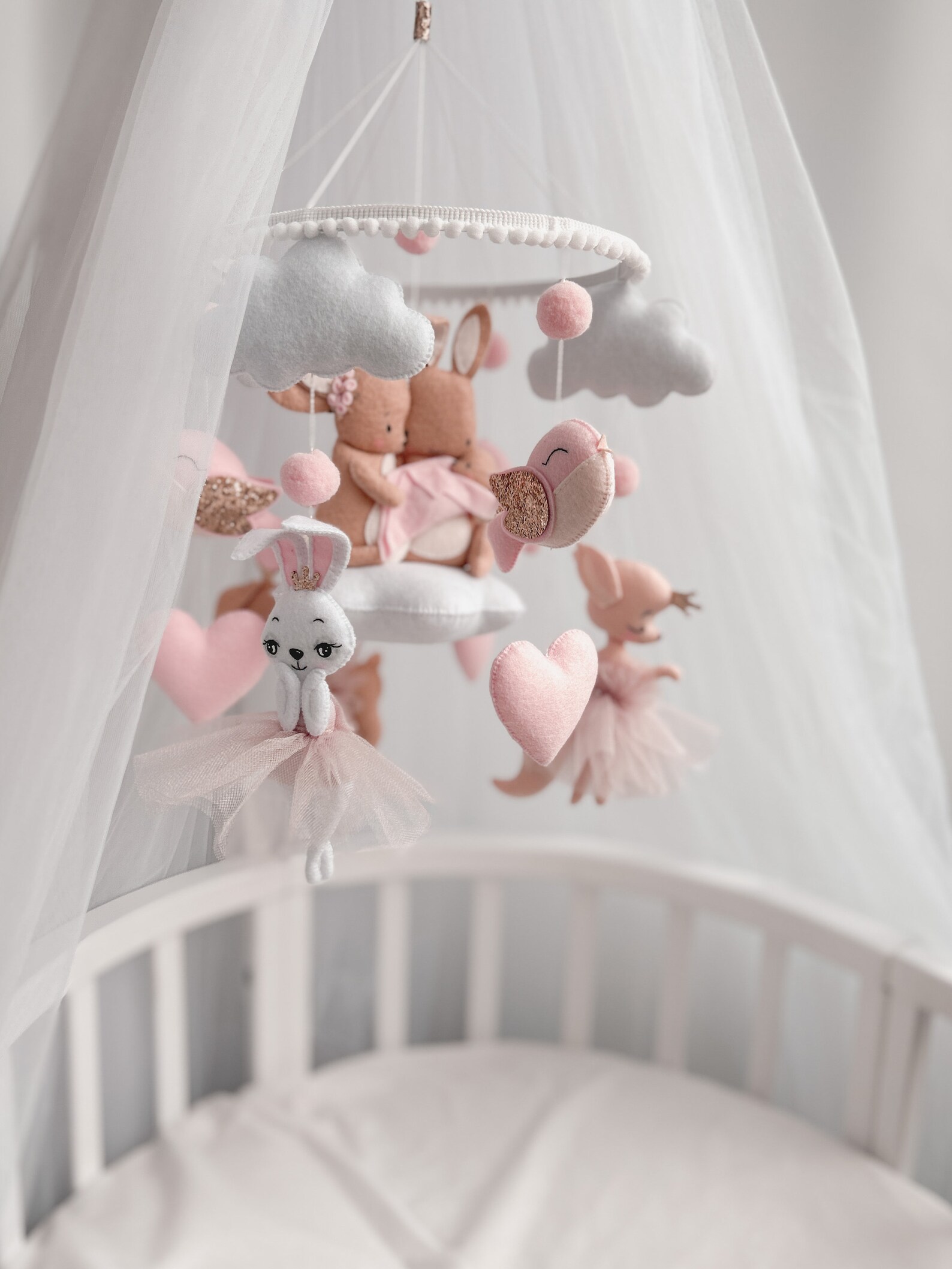 Baby Girl Nursery Decor, Hanging Crib Mobile for Baby, Nursery Mobile ...