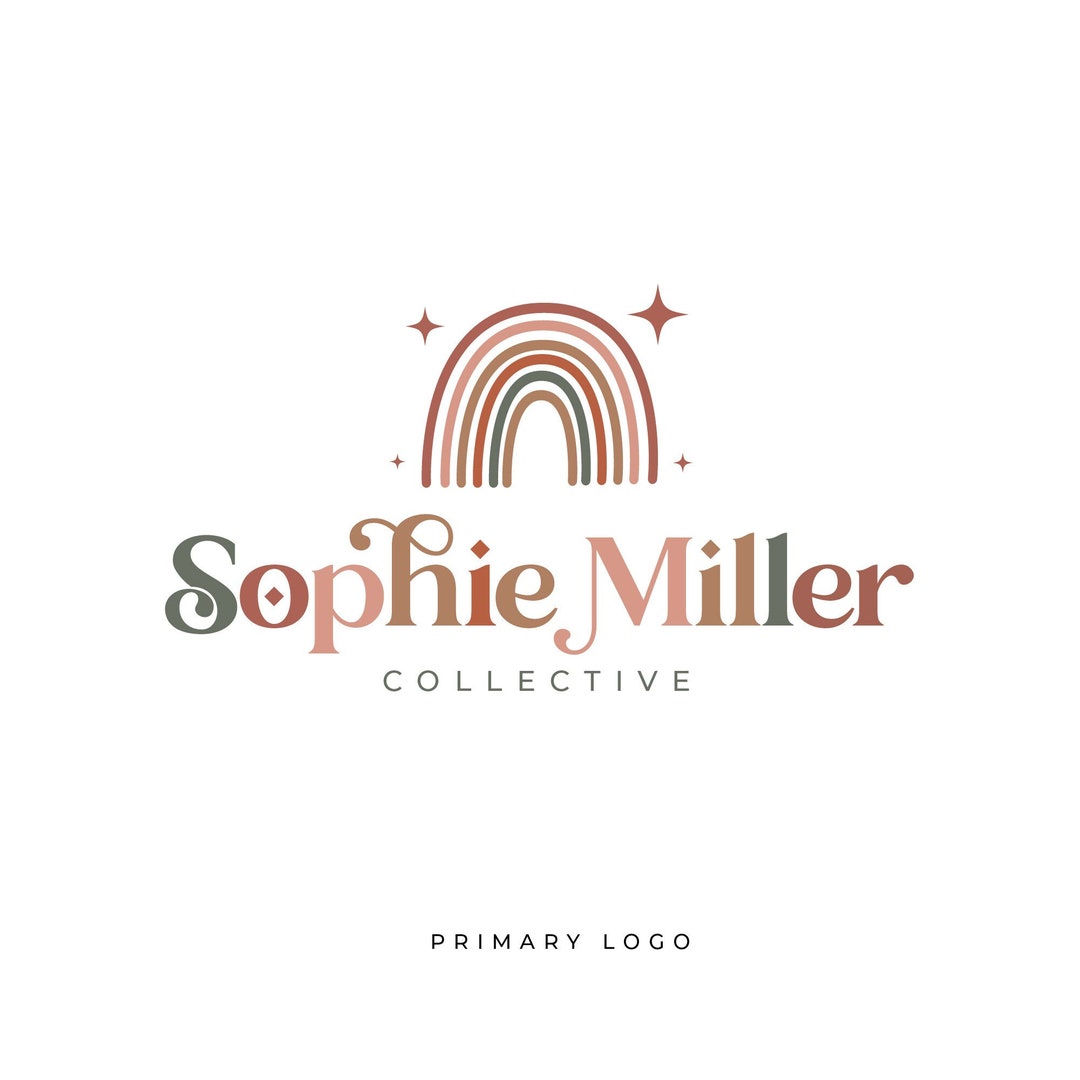 Boho Rainbow Logo Design: Modern Business Branding Kit - Etsy