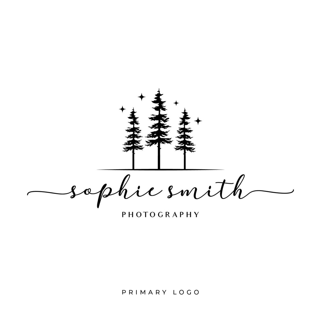 Pine Tree Logo, Photography Logo, Moon Logo, Boho Logo, Travel Logo ...