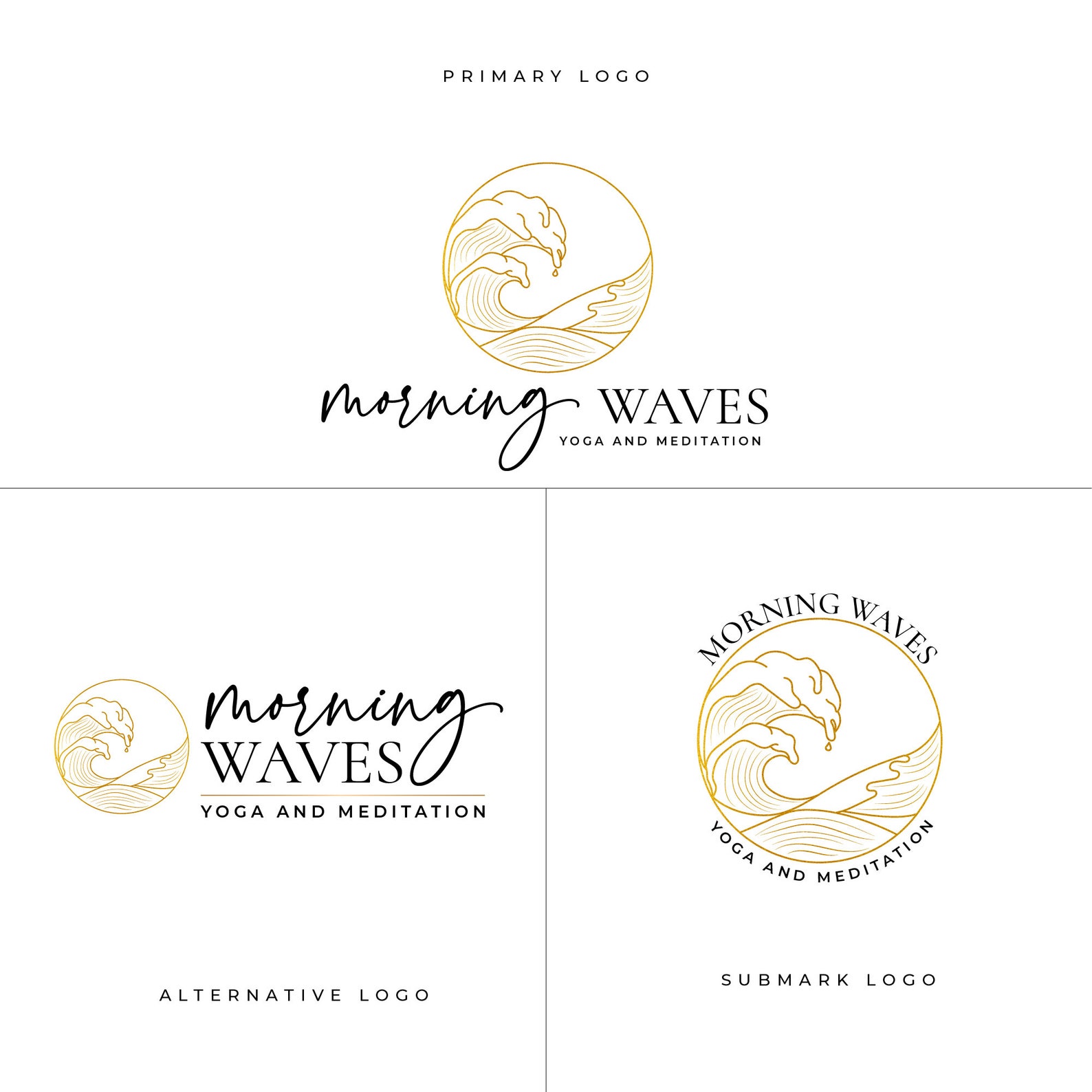 Wave Logo Design, Boho Logo, Wave Logo, Photography Logo, Yoga Logo ...