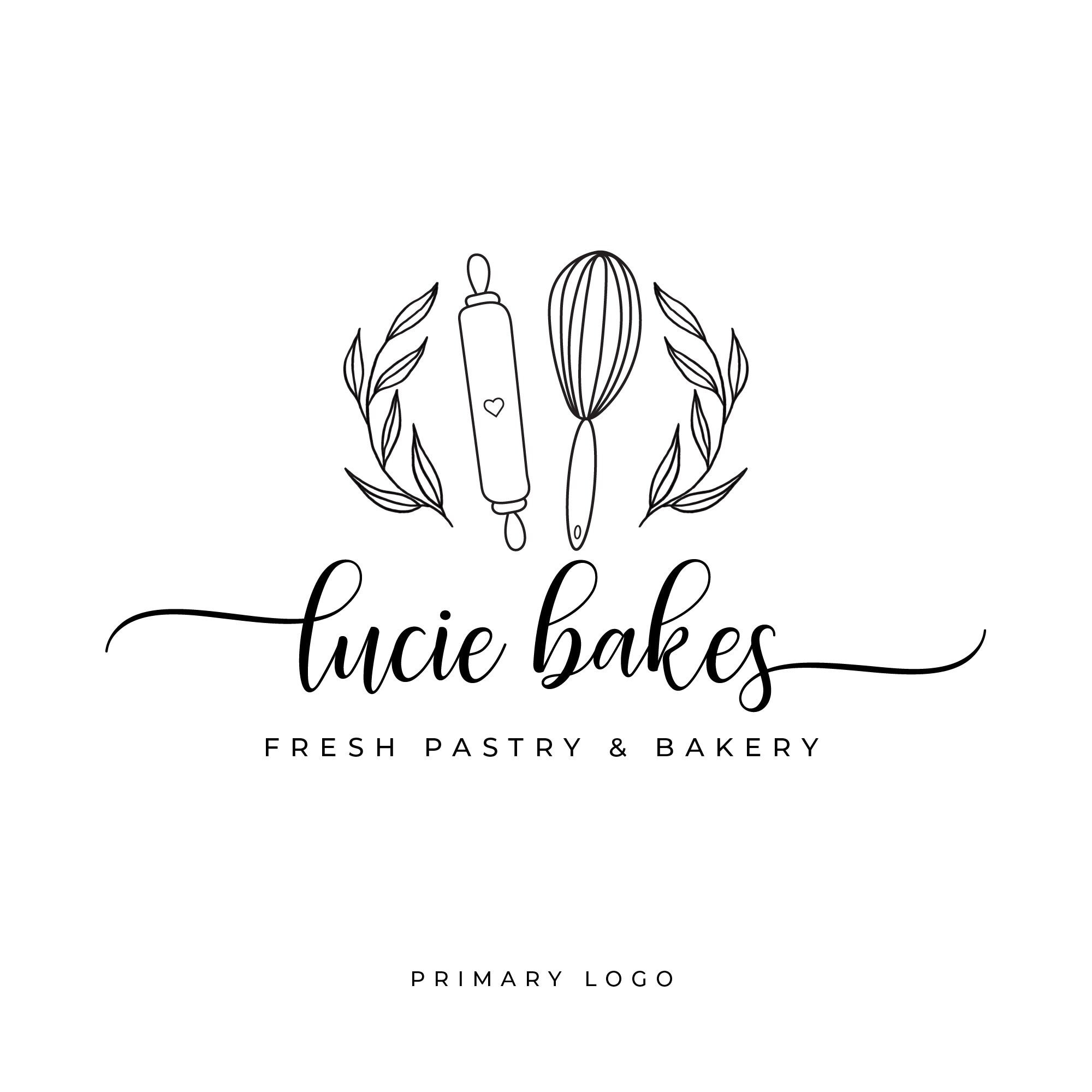 Bakery Logo | Premade Botanical Baker Logo | Cute Cake & Pastry Chef ...