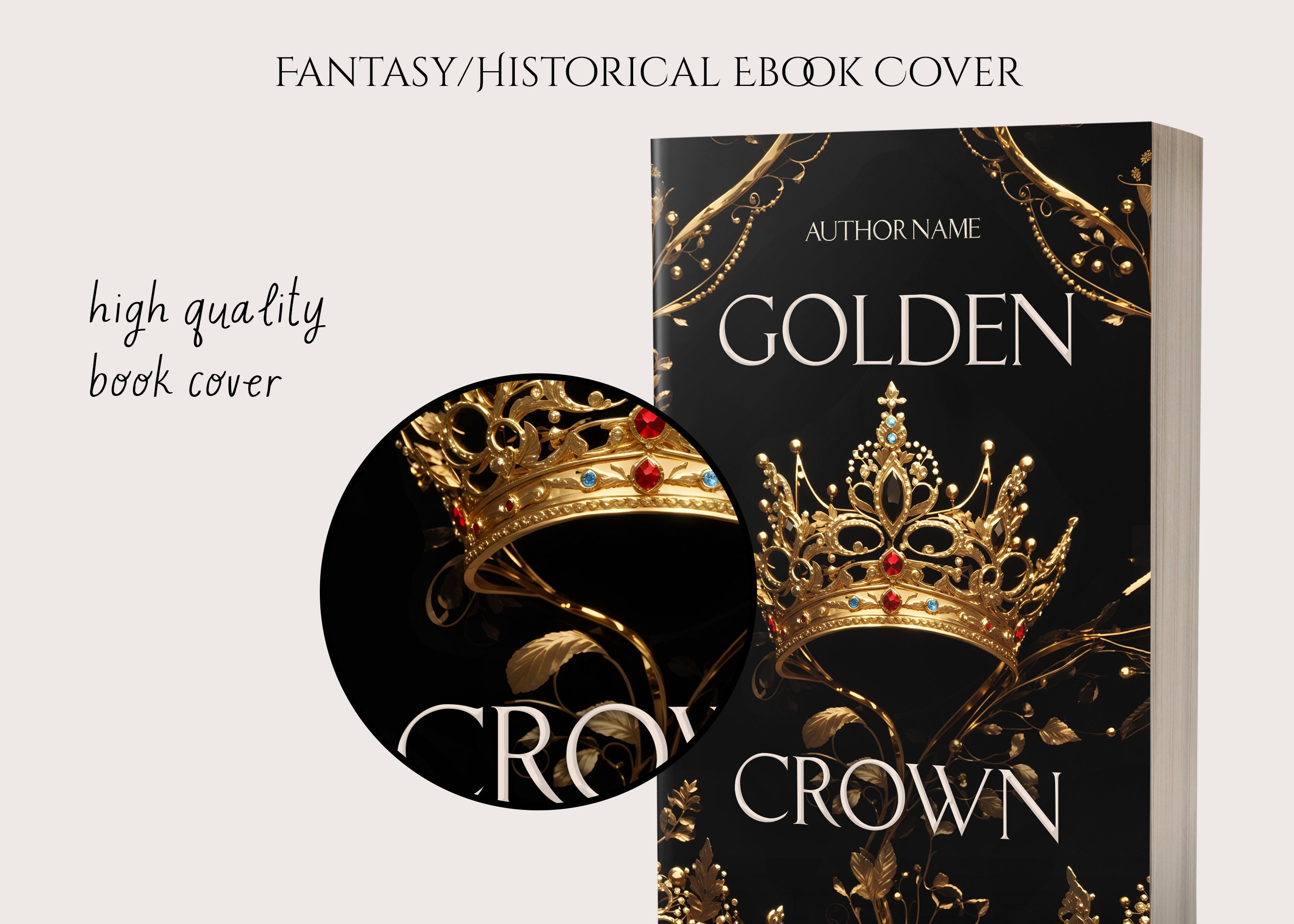 Golden Crown Exclusively Yours Custom Book Cover Design for Fantasy ...