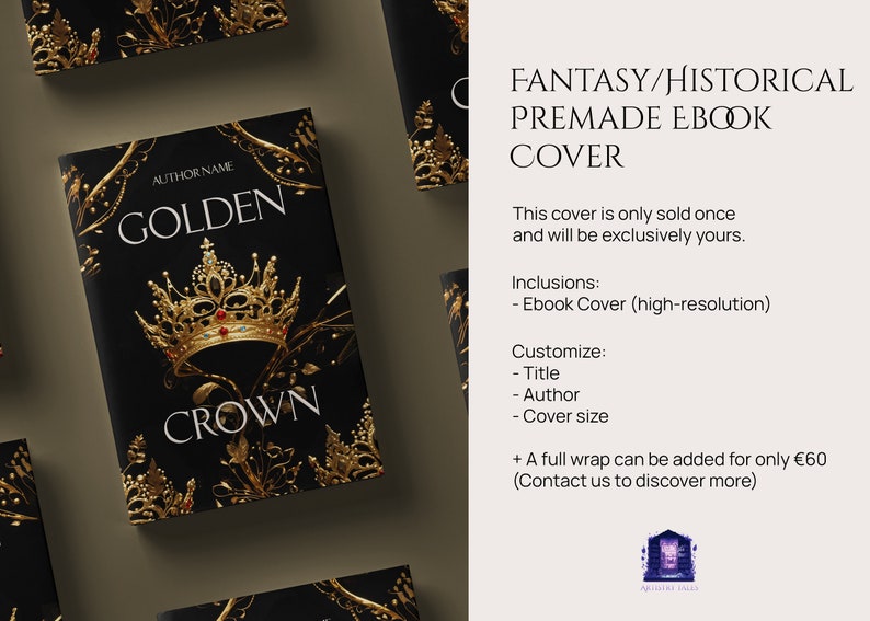 Golden Crown Exclusively Yours Custom Book Cover Design for Fantasy ...