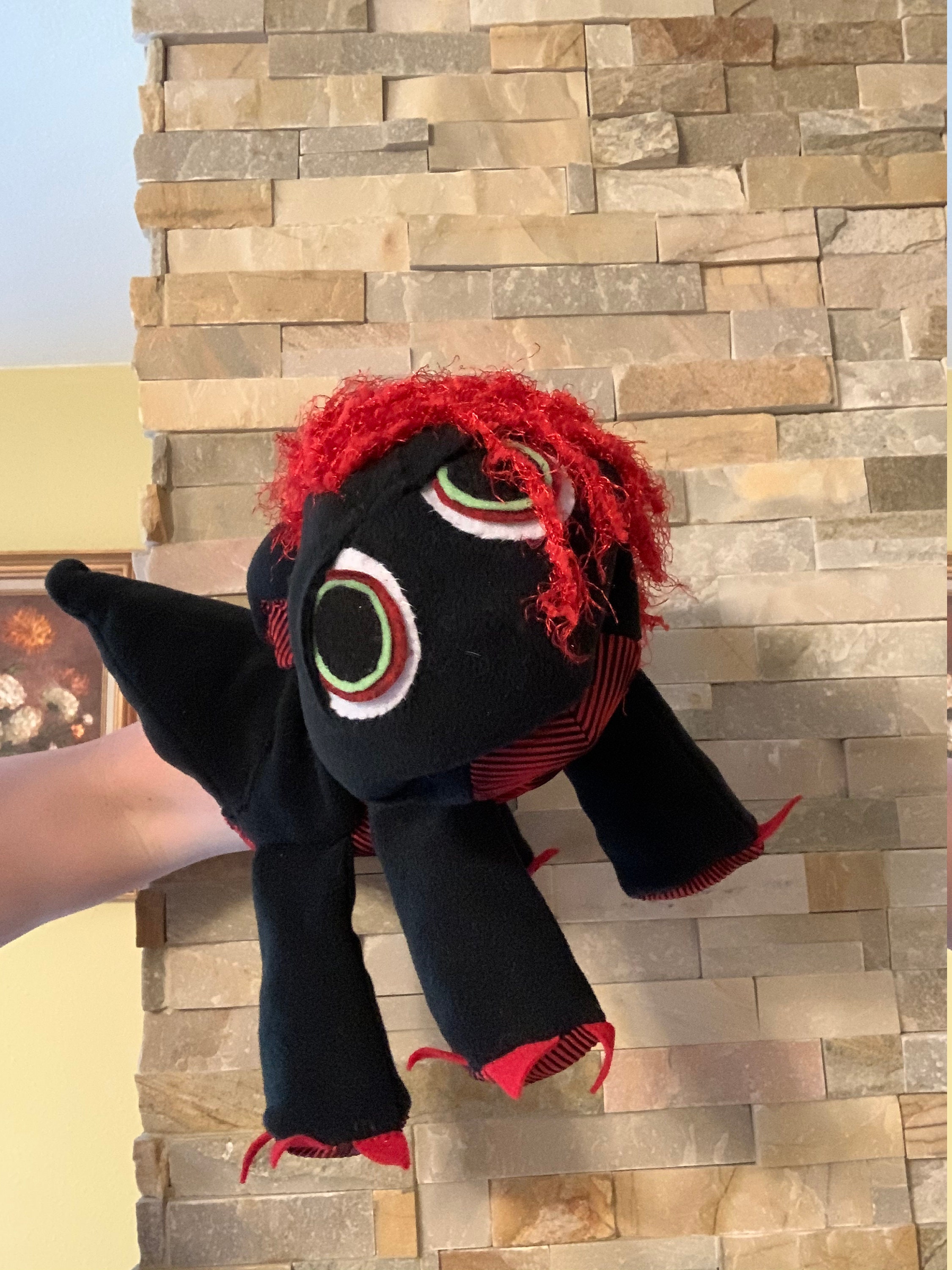 Full Body Hand Puppet - Black and Red Dragon - Etsy
