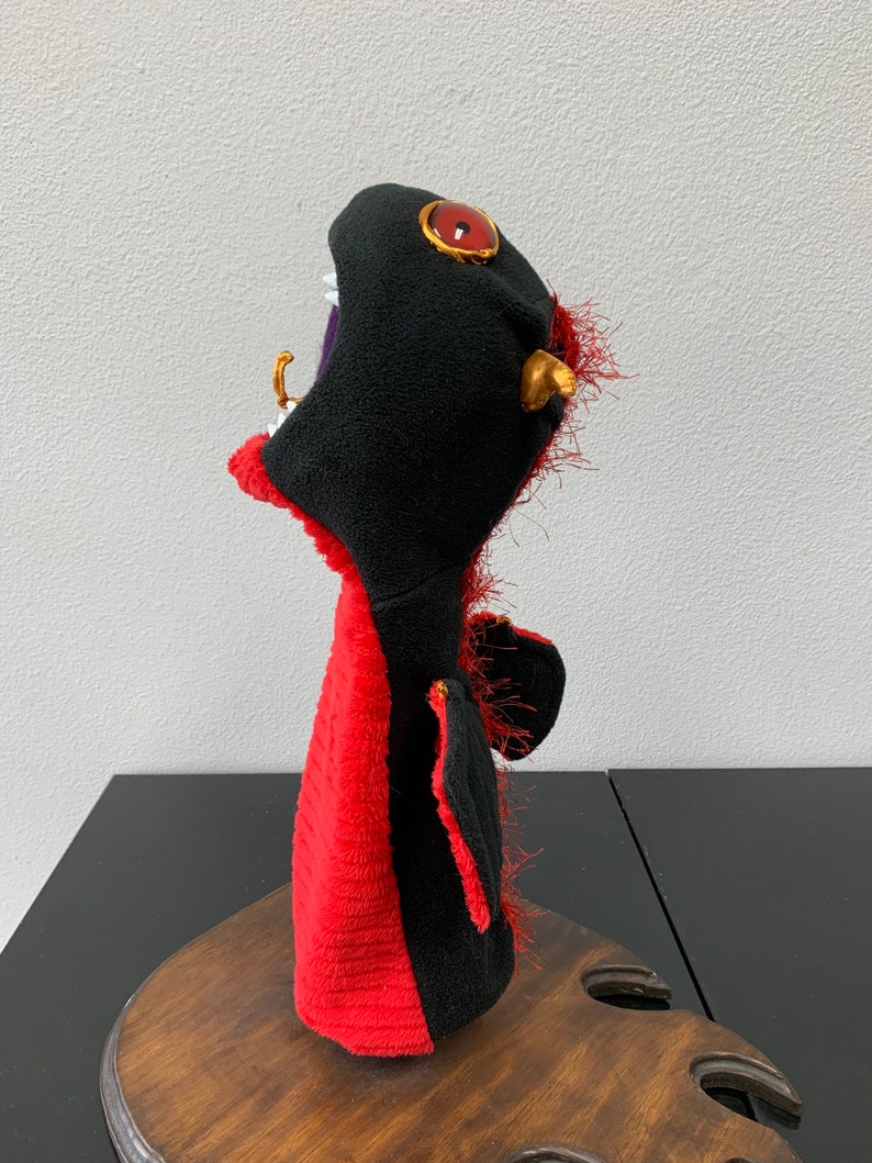 Hand Puppet Red and Black Dragon With Orange-gold Accents - Etsy