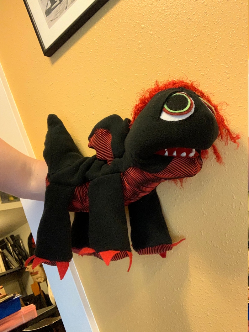 Full Body Hand Puppet - Black and Red Dragon - Etsy