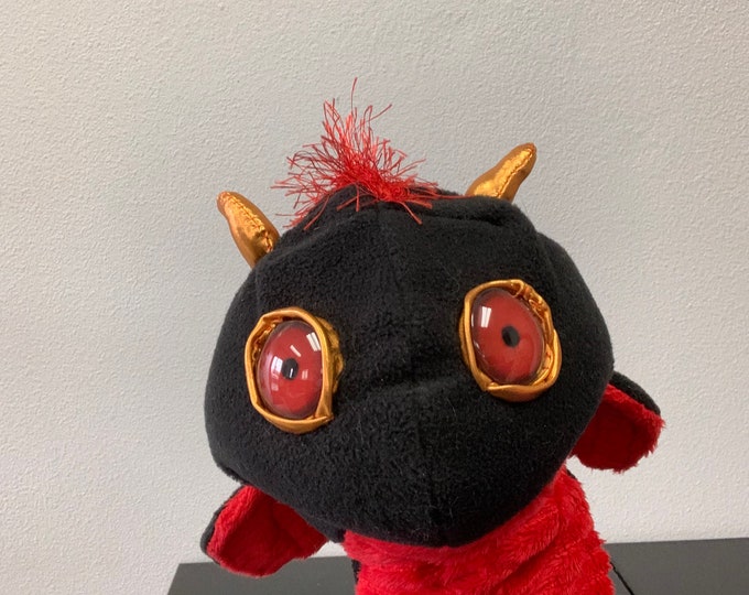 Hand Puppet - Red and Black Dragon With Orange-gold Accents - Etsy