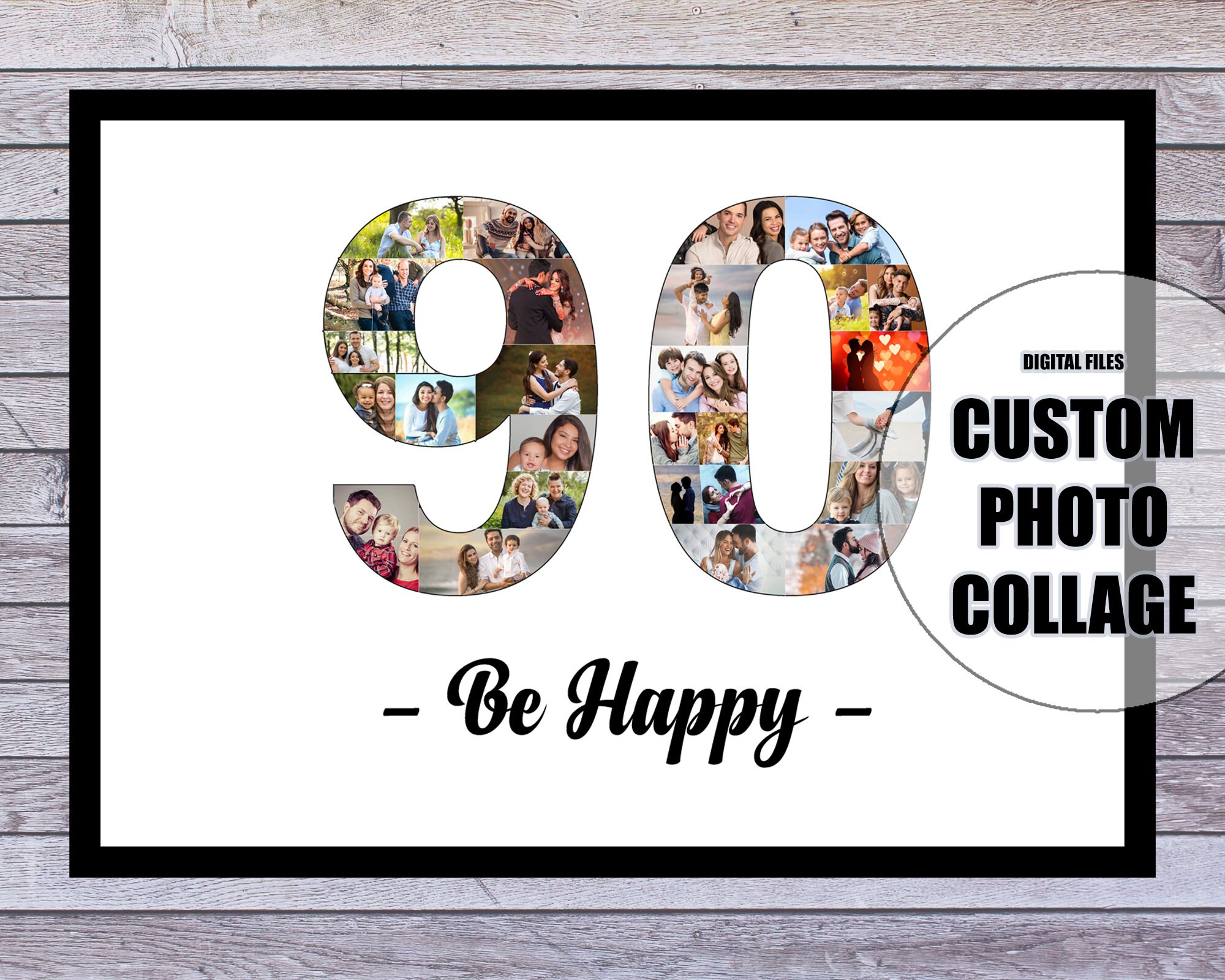 Collage Art 90th Birthday Gift Collage Photo Numbers 90th | Etsy