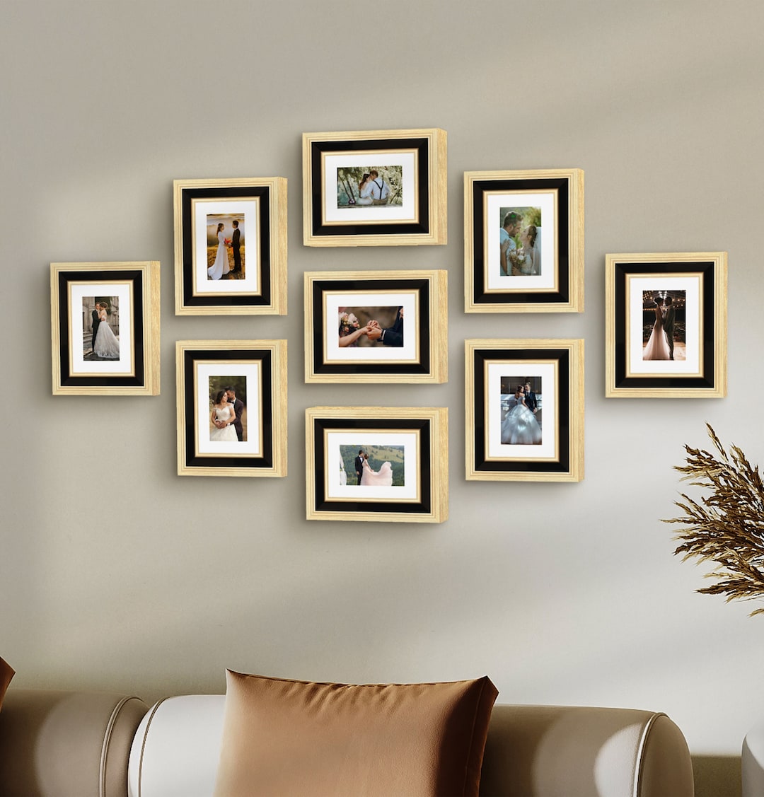 9 Piece Gallery Wall Frame Set, Rustic Photo Frame Set With Mat Board ...