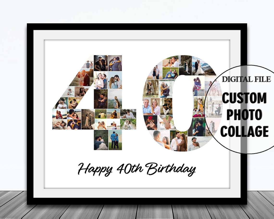 40th Birthday Collage 40th Birthday Photo Collage 40 Photo - Etsy