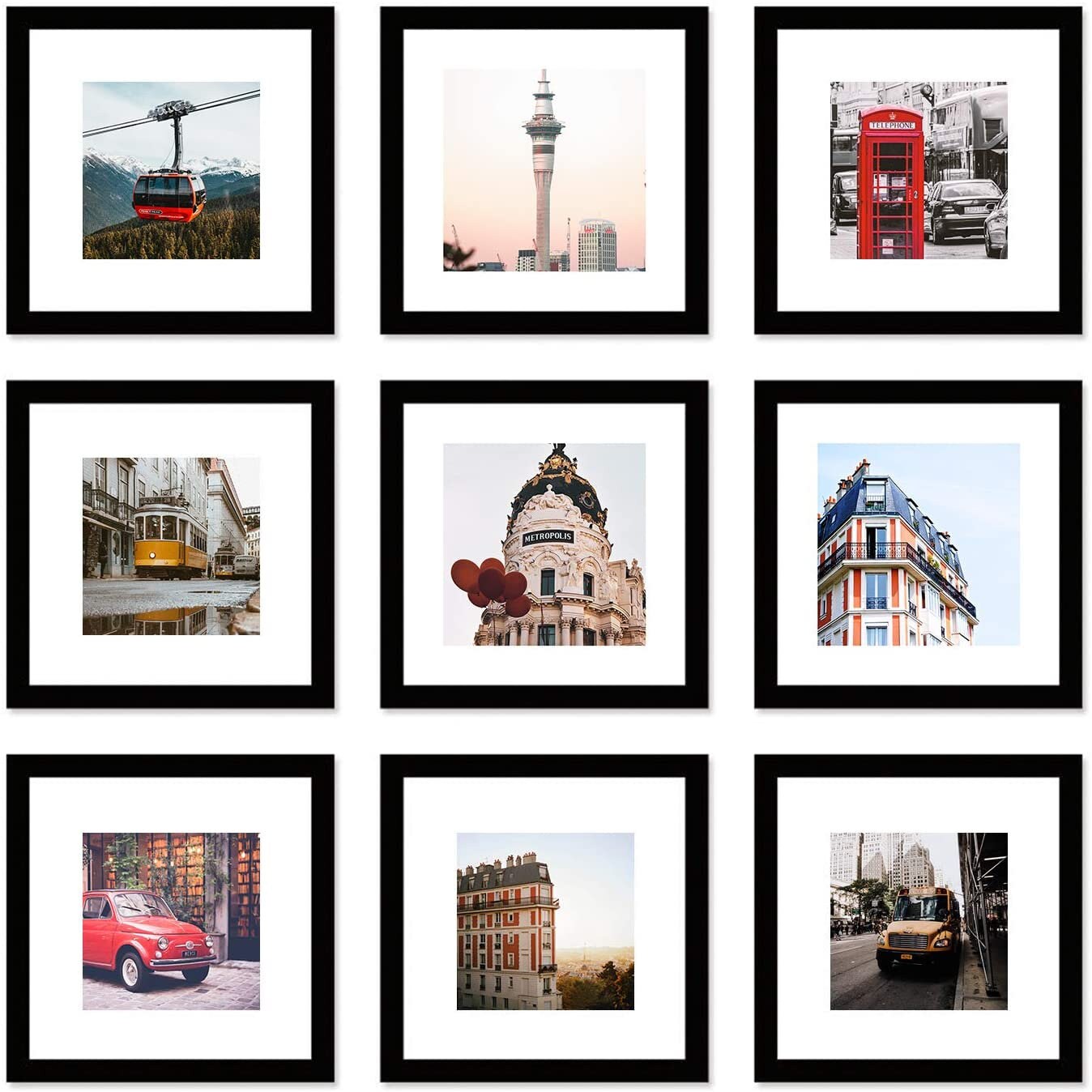 Gallery Wall Set of 9 Frames 12x12 for 8x8 Square - Etsy