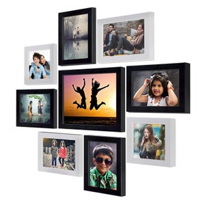 Gallery Wall Frame Set of 9 Picture Frames in White/ Black Frames ...