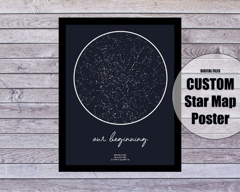 Custom Star Map Night Sky Print Star Map Poster Wedding | Etsy