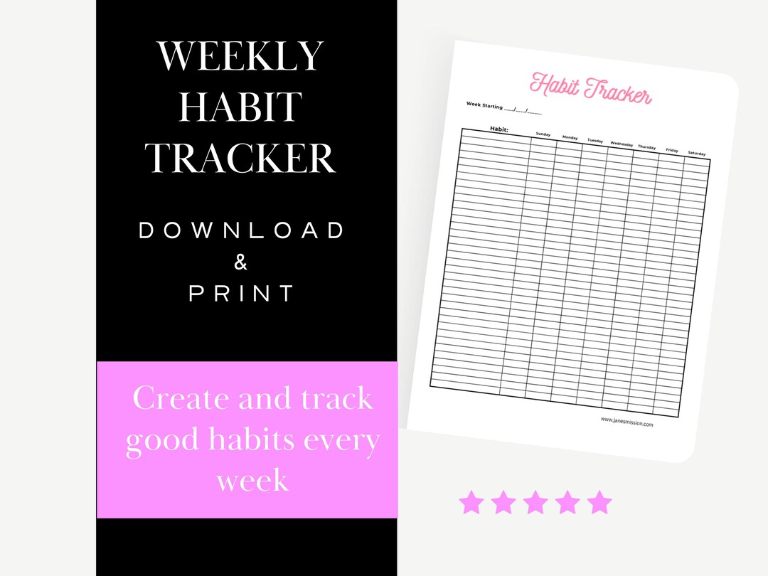 Weekly Habit Tracker - Download & Print - Printable Habit Tracker for ...